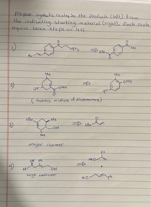 Solved The synthetic route for each below reactants. I need | Chegg.com