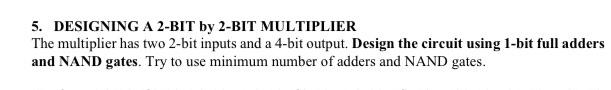Solved 5. DESIGNING A 2-BIT by 2-BIT MULTIPLIER The | Chegg.com
