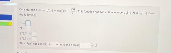 Solved Consider the function f(x) = cos(x) · the following: | Chegg.com