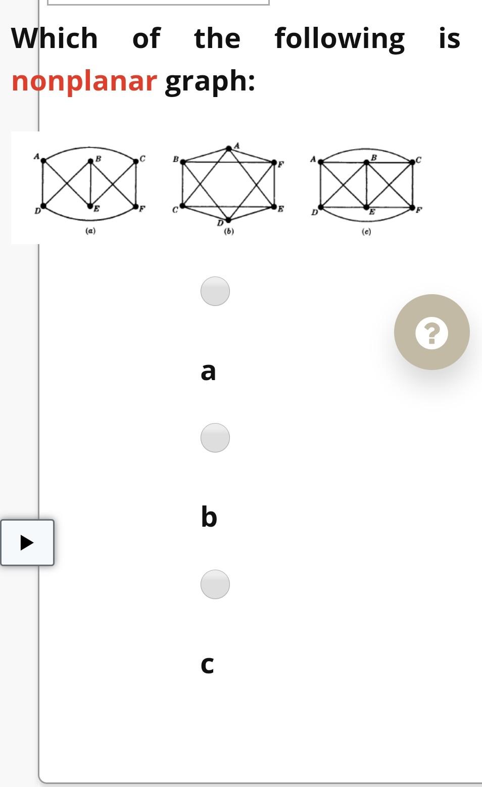 Solved Which of the following is nonplanar graph: B B E (a) | Chegg.com