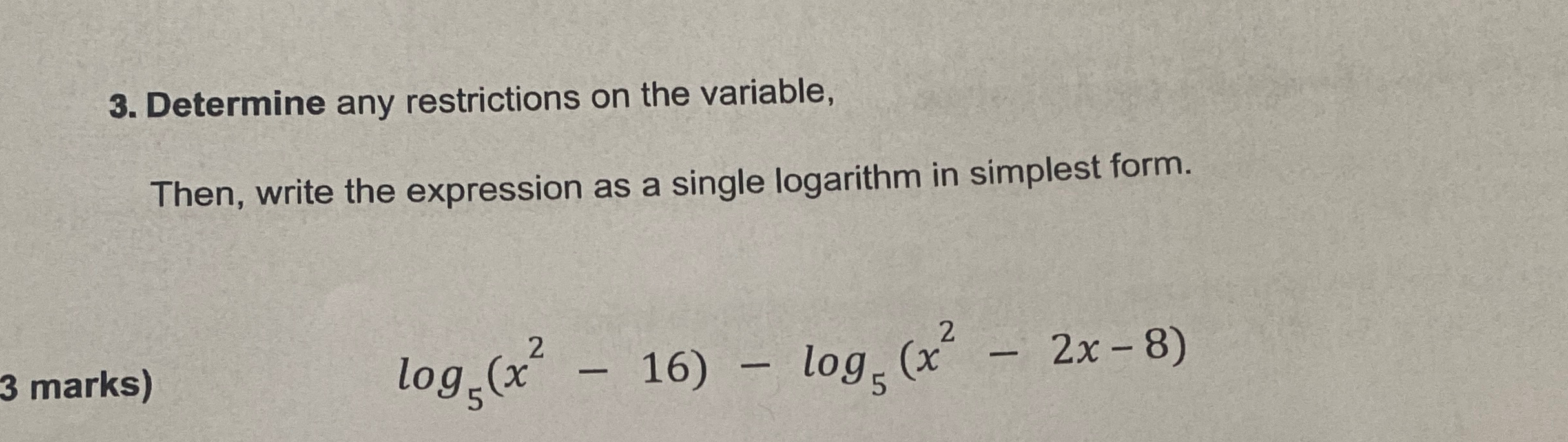 Solved Determine any restrictions on the variable,Then, | Chegg.com