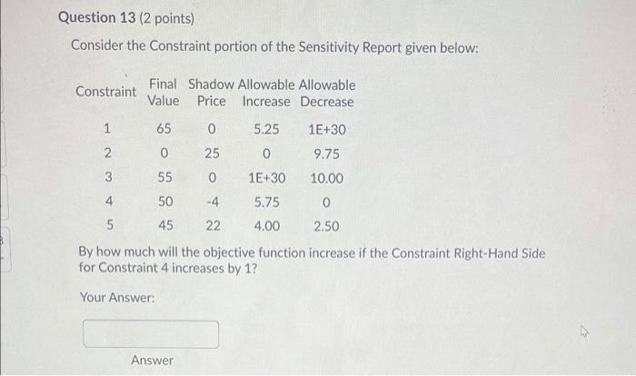 Solved Question 13 (2 points) Consider the Constraint | Chegg.com