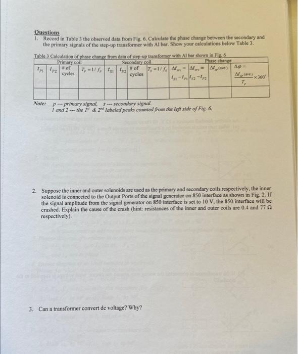 Solved Questions 1. Recond in Table 3 the observed data from | Chegg.com
