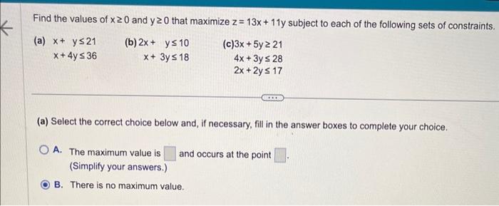 Solved Find the values of x≥0 and y≥0 that maximize | Chegg.com