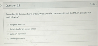 Solved Question 121 ﻿ptsAccording to the Juan Crow article, | Chegg.com