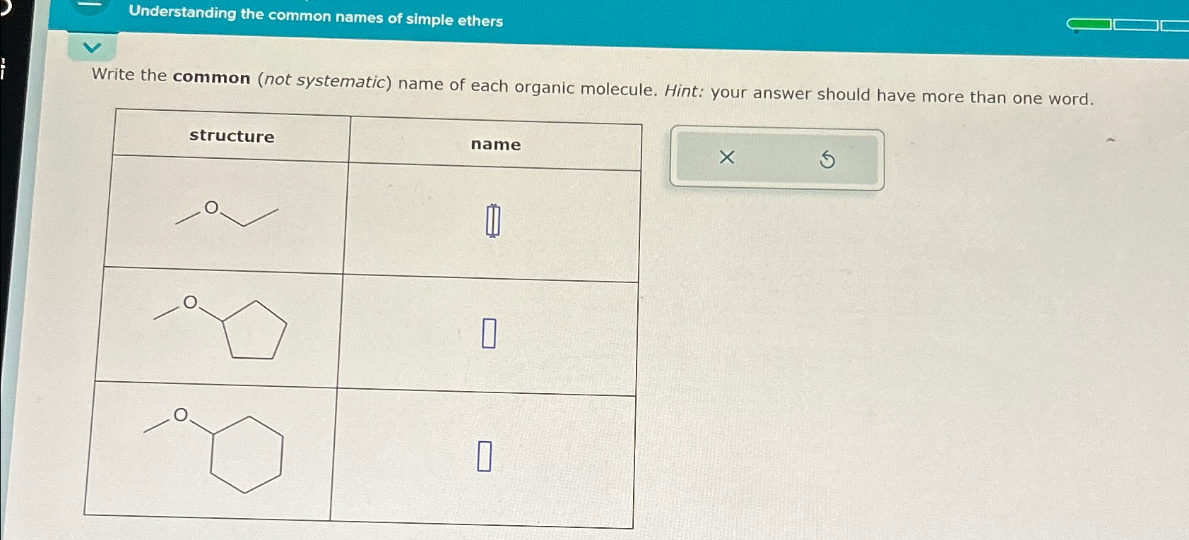 Solved Understanding the common names of simple ethersWrite | Chegg.com