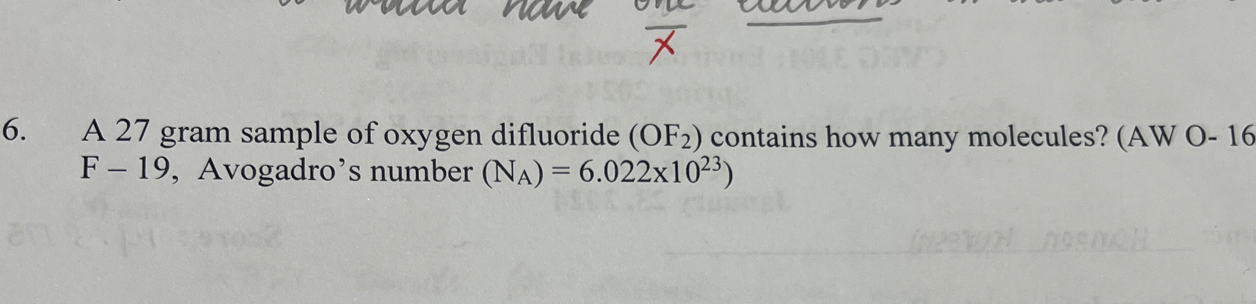 Solved A 27 ﻿gram sample of oxygen difluoride (OF2) | Chegg.com