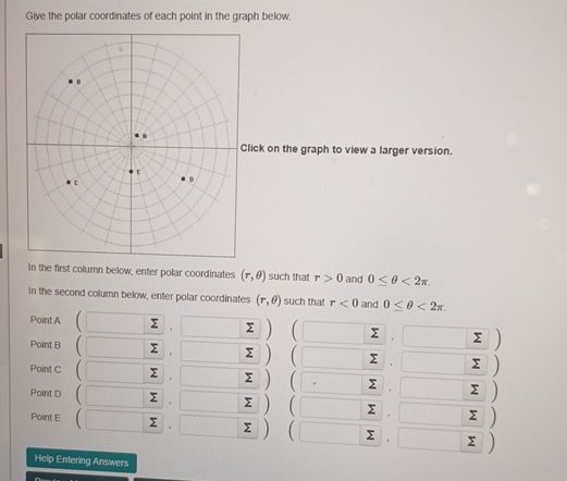 Solved Give the polar coordinates of each point in the graph | Chegg.com