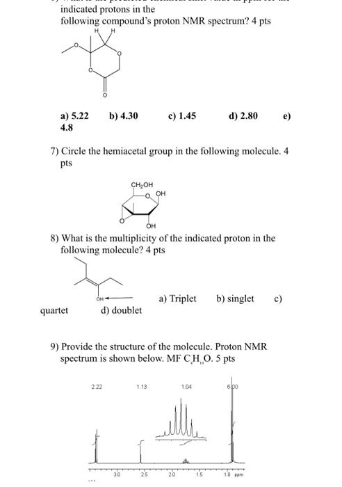 Solved indicated protons in the following compound's proton | Chegg.com
