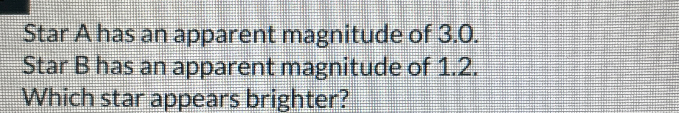 Solved Star A has an apparent magnitude of 3.0. ﻿Star B has | Chegg.com