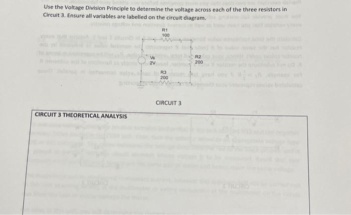 Solved Use the Voltage Division Principle to determine the | Chegg.com
