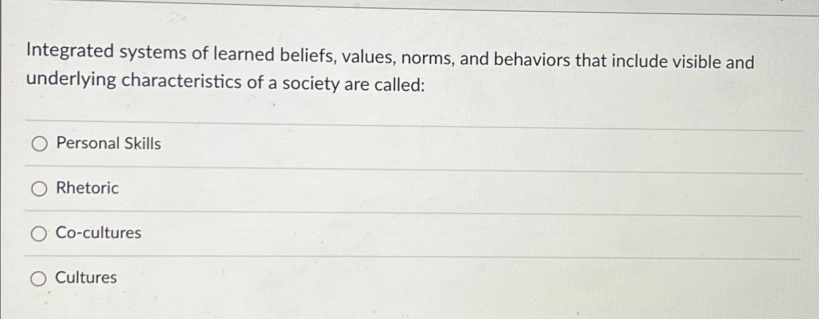 Solved Integrated systems of learned beliefs, values, norms, | Chegg.com