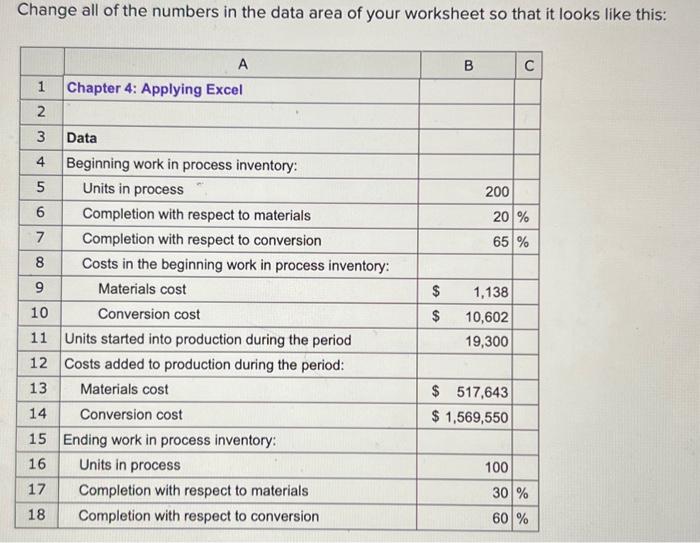 Solved Chapter 4: Applying Excel Data Beginning work in | Chegg.com