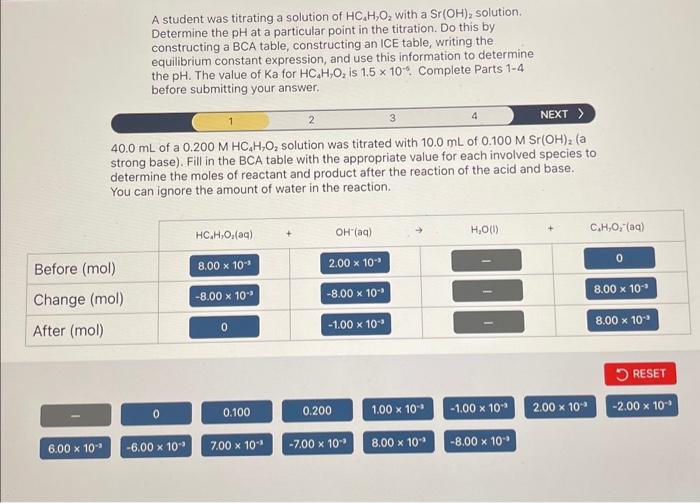 Solved A student was titrating a solution of HC4H7O2 with a | Chegg.com