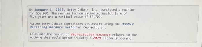 Solved On January 1, 2026, Betty DeRose, Inc. purchased a | Chegg.com