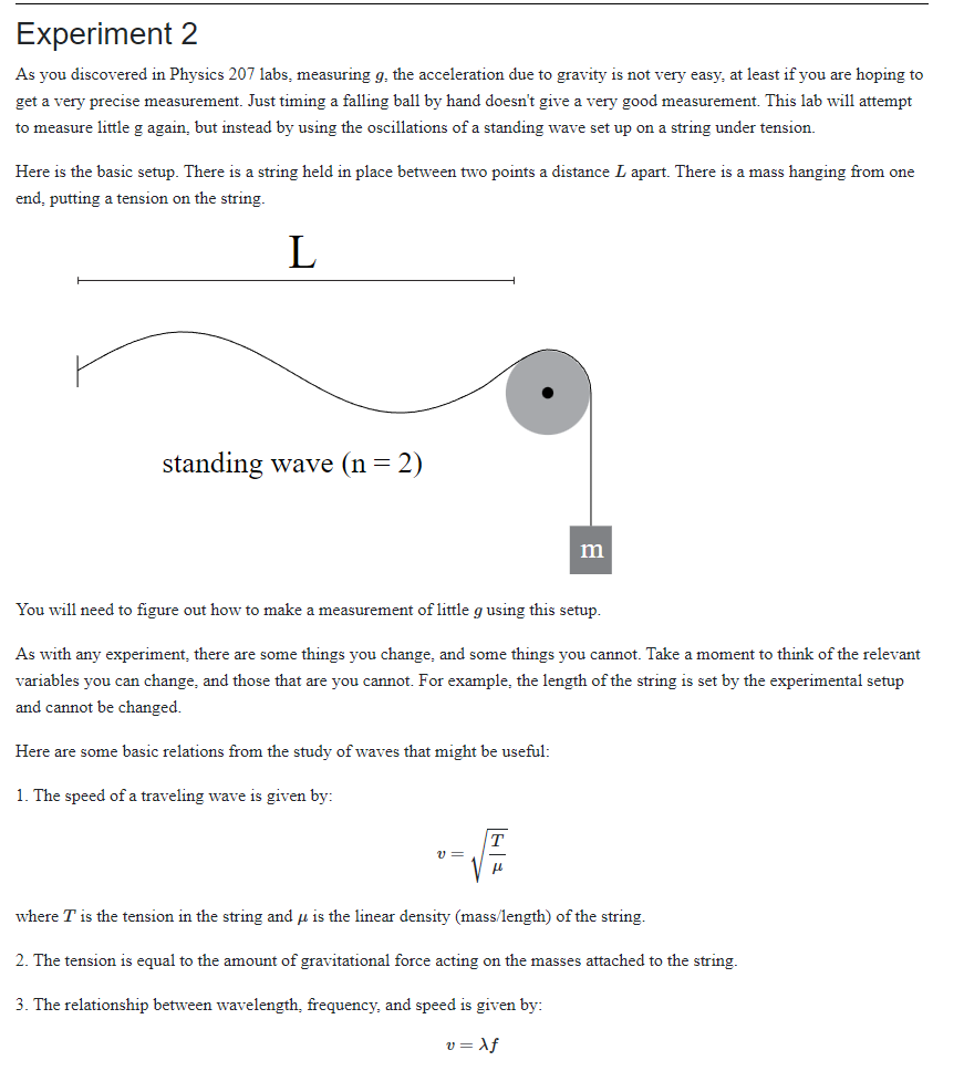 Solved Experiment 2As you discovered in Physics 207 ﻿labs, | Chegg.com