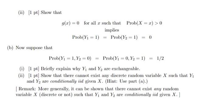 Solved Consider Bernoulli ( 0 or 1 ) random variables Y1 and | Chegg.com
