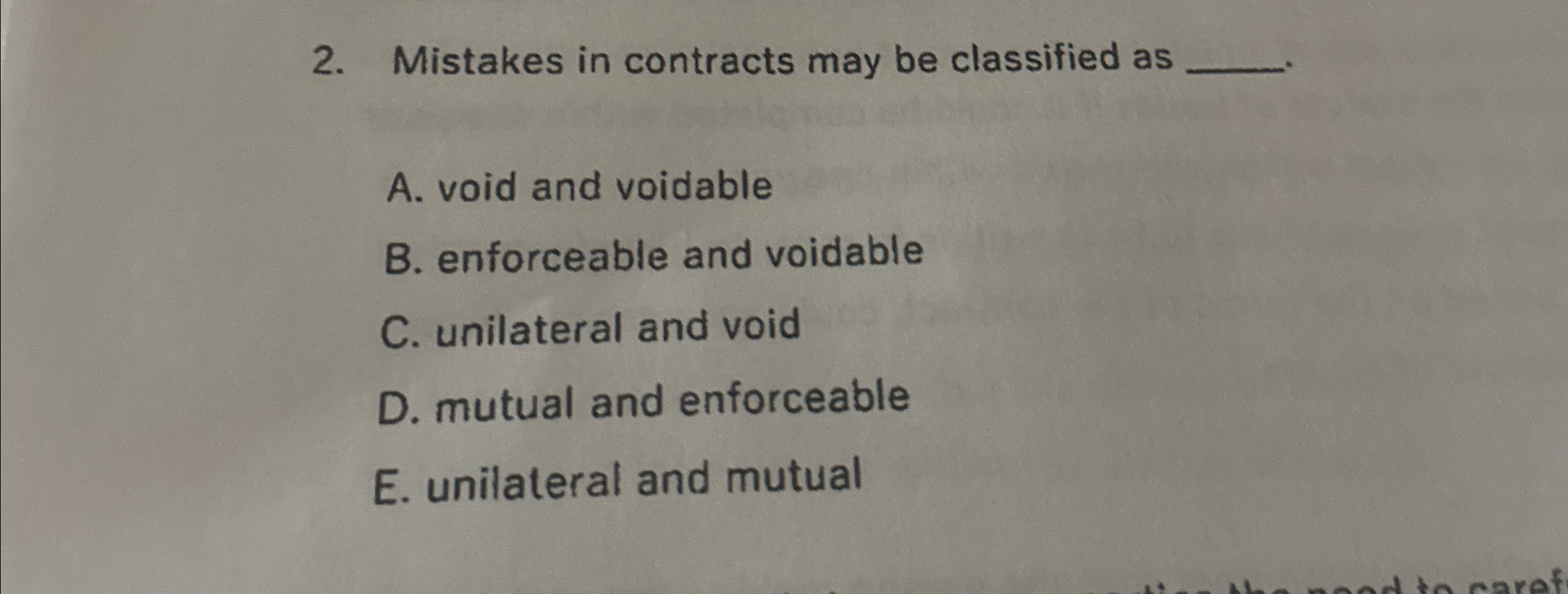 Solved Mistakes in contracts may be classified asA. ﻿void | Chegg.com