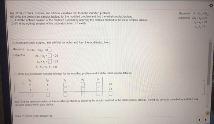 Solved (A) Introduce slack surplus, and artificial variables | Chegg.com