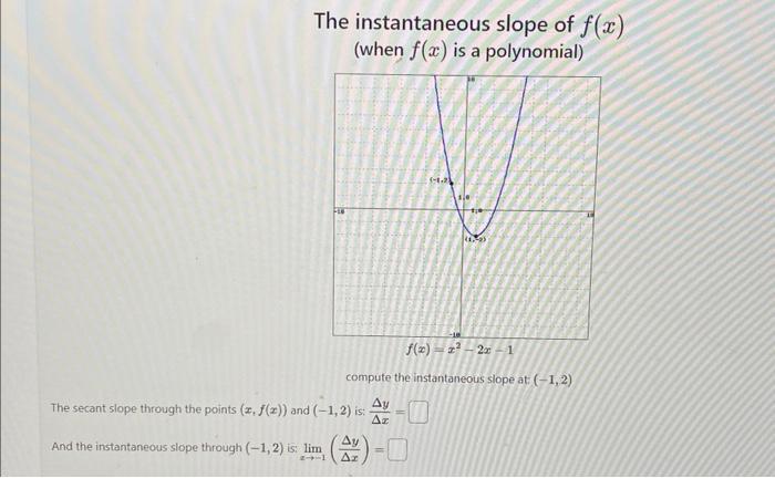 Solved The instantaneous slope of f(x) (when f(x) is a | Chegg.com