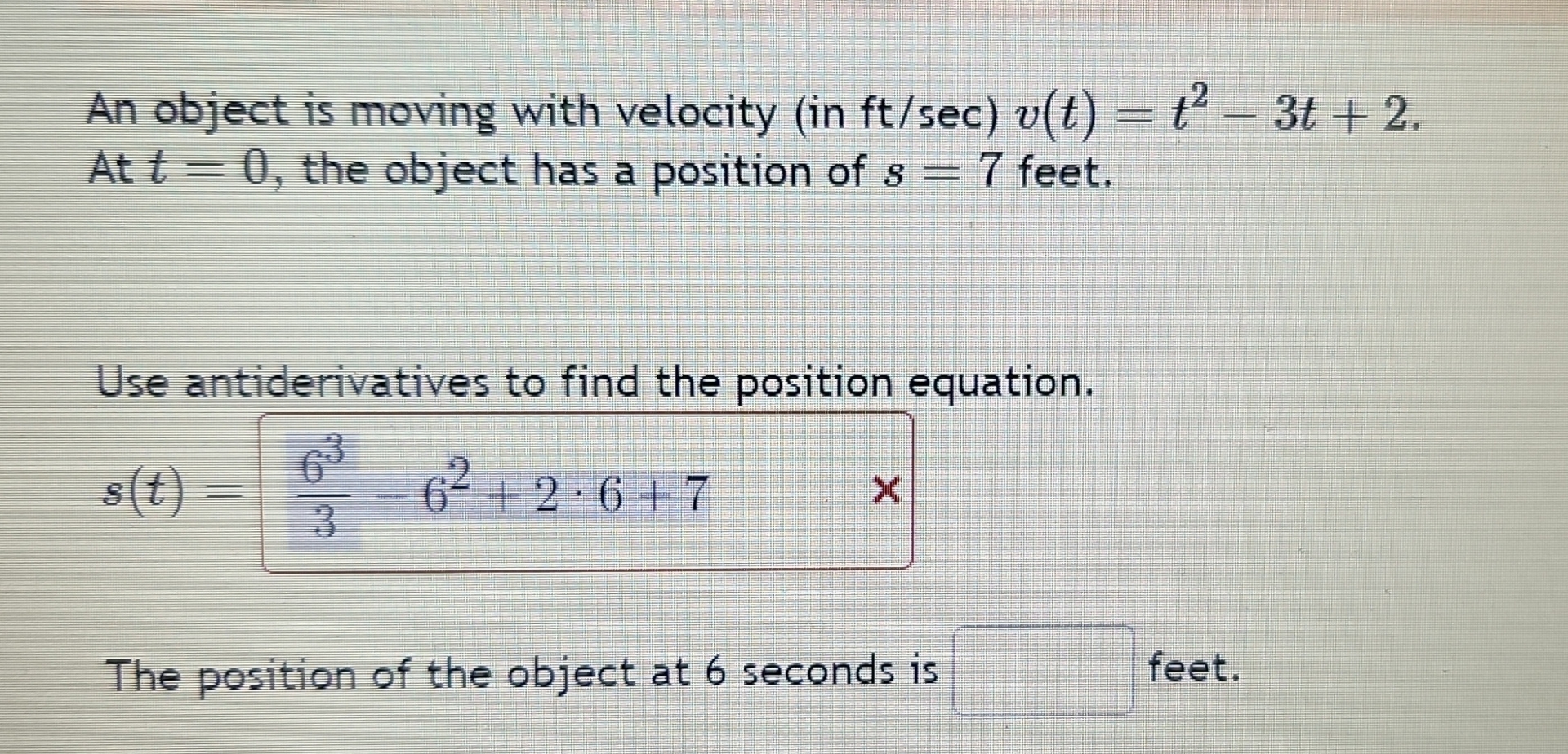 Solved An object is moving with velocity (in | Chegg.com