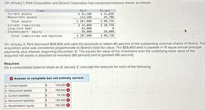 Solved On January 2, Park borrowed $58,400 and used the | Chegg.com