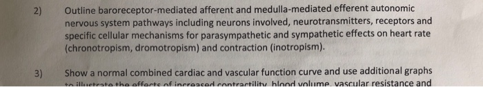 Solved 2) Outline baroreceptor-mediated afferent and | Chegg.com