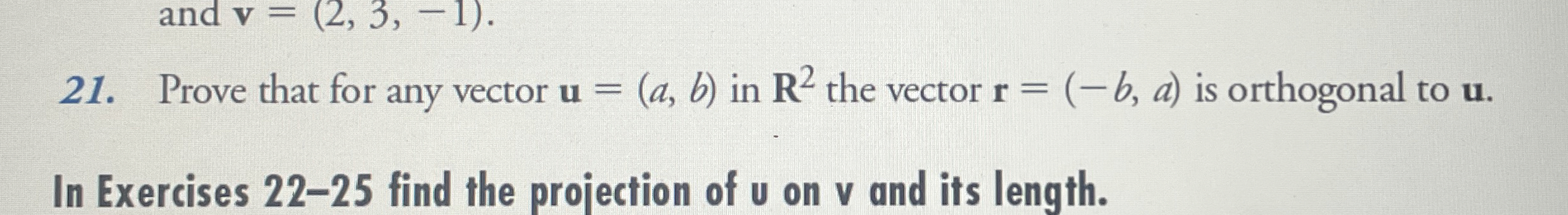 Solved Prove that for any vector u=(a,b) ﻿in R2 ﻿the vector | Chegg.com