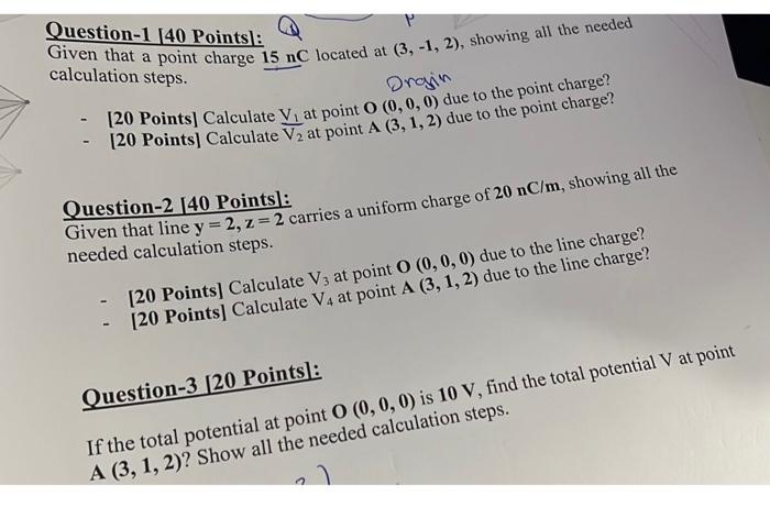 Solved Given that a point charge calculation steps. - [20 | Chegg.com