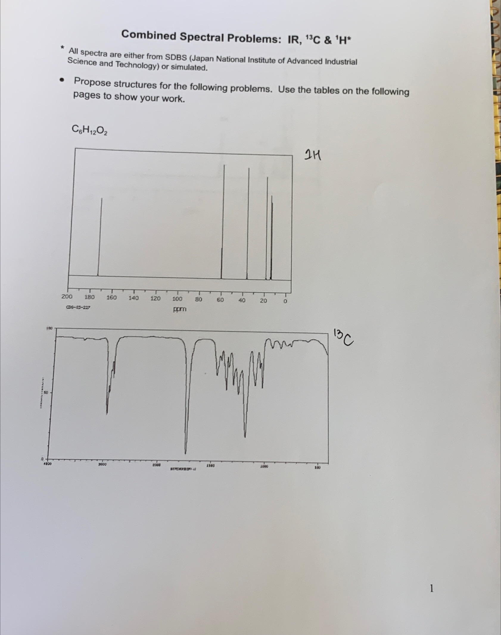 Combined Spectral Problems: IR, ?13C&?1H**All | Chegg.com