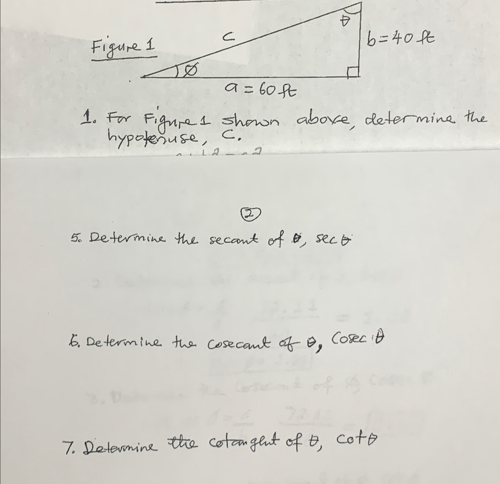 Solved For Figure 1 ﻿shown aboxe, determine the hypotenuse, | Chegg.com