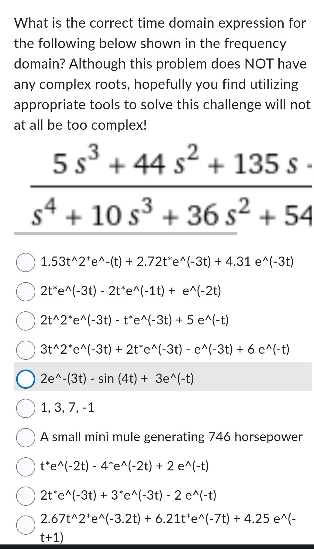 Solved What is the correct time domain expression for the | Chegg.com