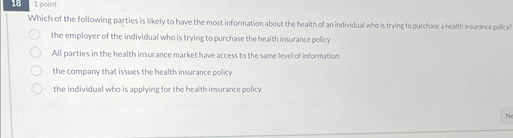 Solved 181 ﻿pointWhich of the following parties is likely to | Chegg.com