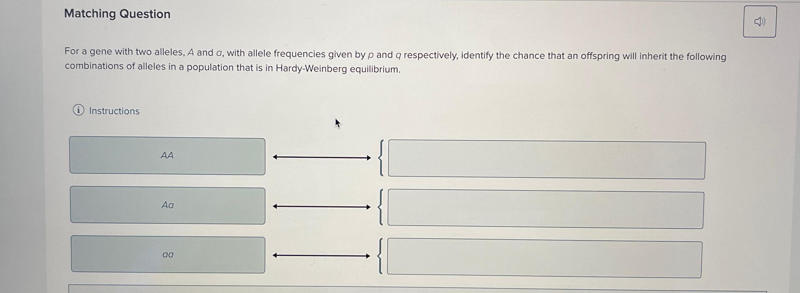 Solved Matching QuestionFor a gene with two alleles, A and | Chegg.com