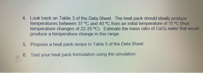 Procedure - Part III: Development of a Heat Pack E. | Chegg.com