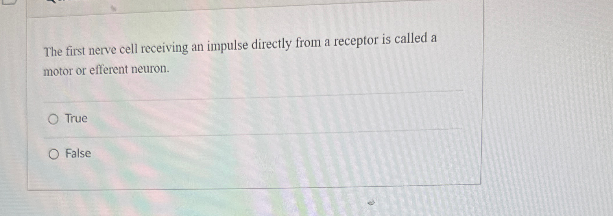 Solved The first nerve cell receiving an impulse directly | Chegg.com