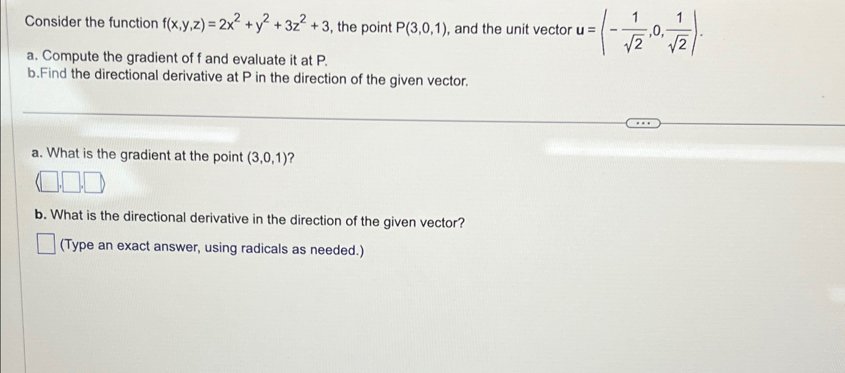 Solved Consider the function f(x,y,z)=2x2+y2+3z2+3, ﻿the | Chegg.com