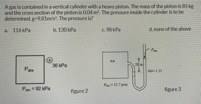 Solved A gas is contained in a vertical cylinder with a | Chegg.com