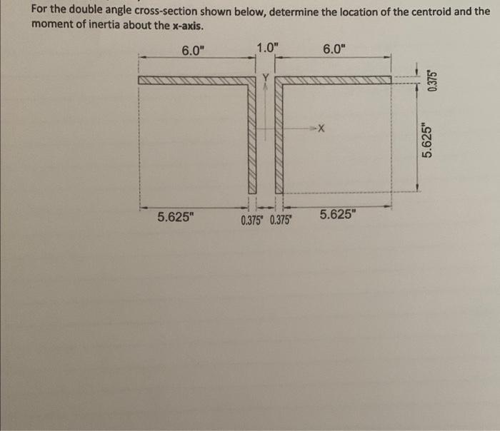 Solved For the double angle cross-section shown below, | Chegg.com