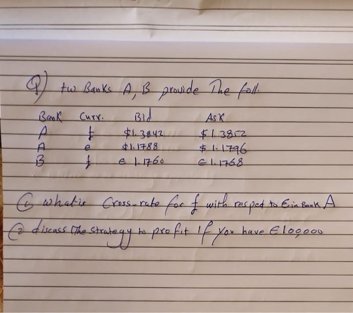 Solved (6) what is Cross-rate for f with resped to ϵin Bank | Chegg.com