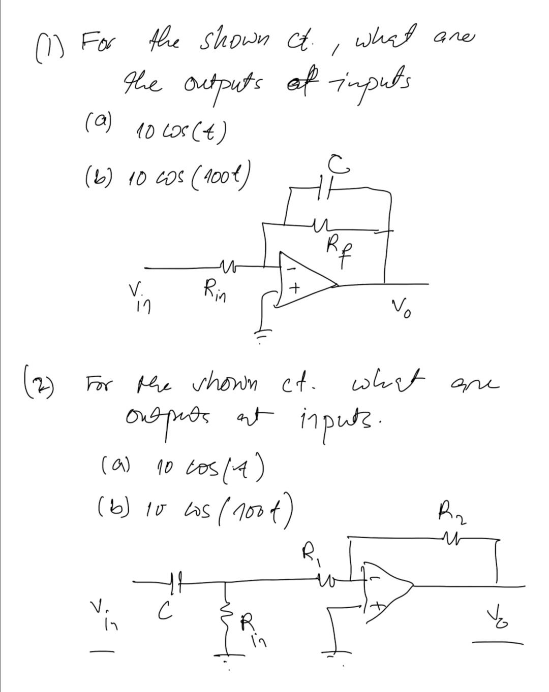 Solved (1) ﻿For the shown ct., ﻿what are the outputs of | Chegg.com