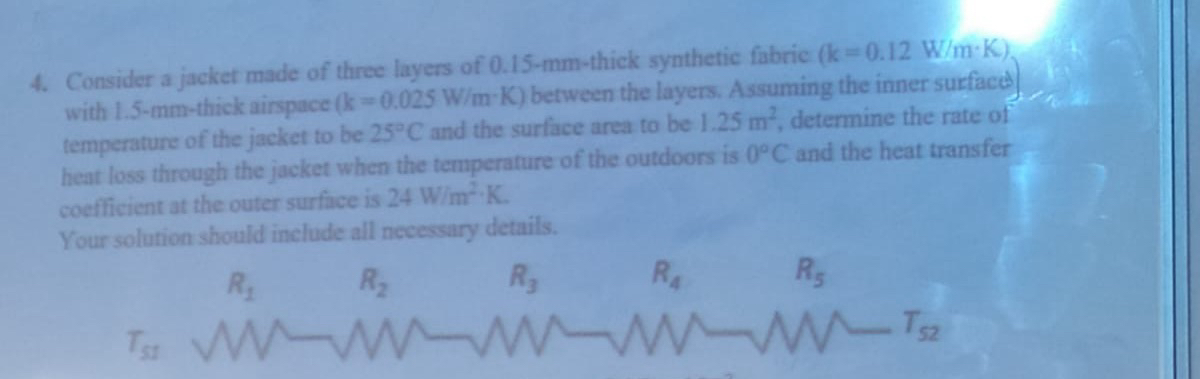 Solved Consider a jacket made of three layers of | Chegg.com