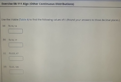 Solved Exercise 08-111 ﻿Algo (Other Continuous | Chegg.com