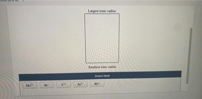 Solved LIVIU Largest ionic radius Smallest ionic radius | Chegg.com
