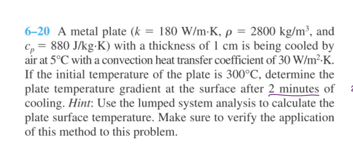 Solved 6-20 ﻿A metal plate , ﻿and cp=880Jkg*K ) ﻿with a | Chegg.com