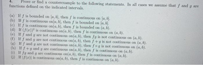 Solved 4. Prove or find a counterexample to the following | Chegg.com