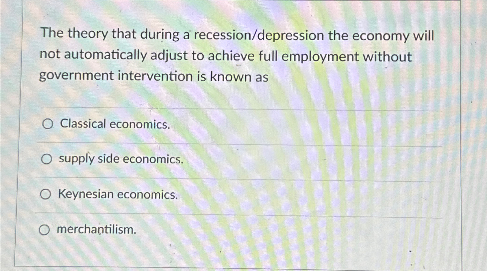 Solved The theory that during a recession/depression the | Chegg.com