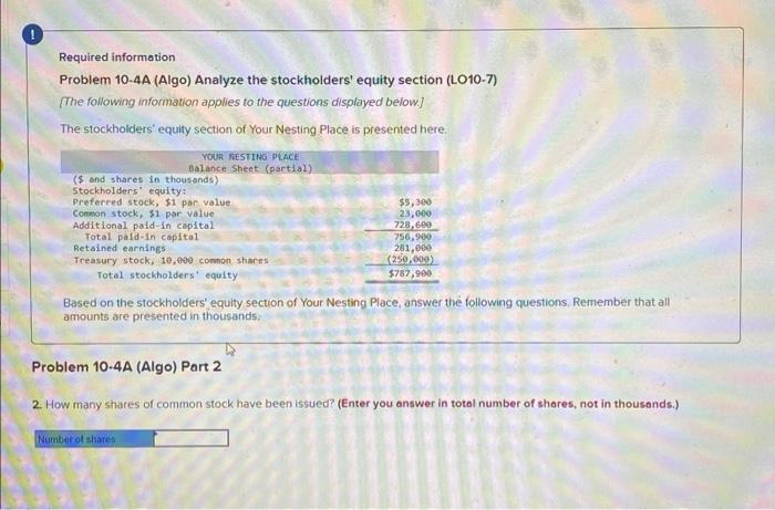 Solved Required information Problem 10-4A (Algo) Analyze the | Chegg.com