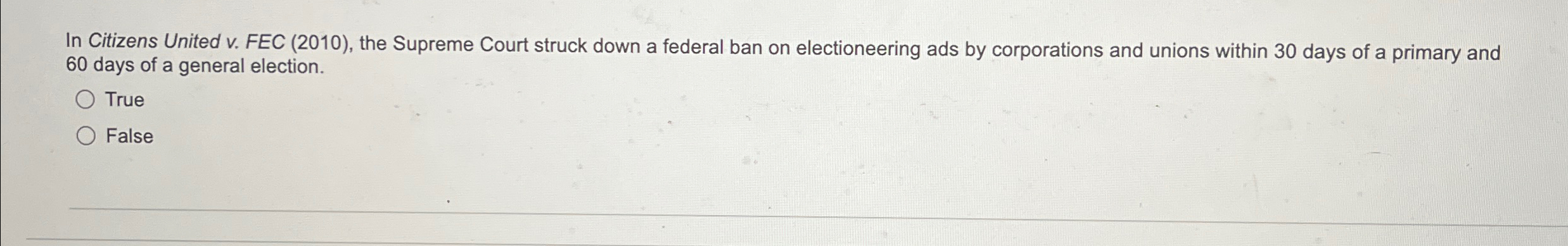 Solved In Citizens United V ï Fec 2010 ï The Supreme Court Chegg