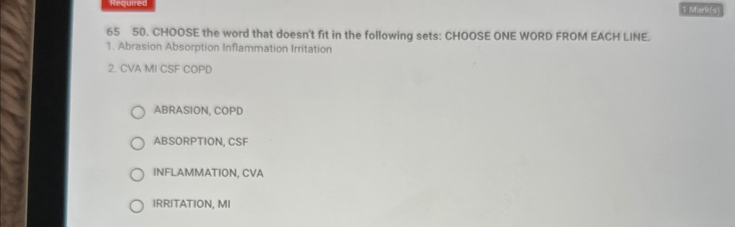 Solved 65 50. ﻿CHOOSE the word that doesn't fit in the | Chegg.com